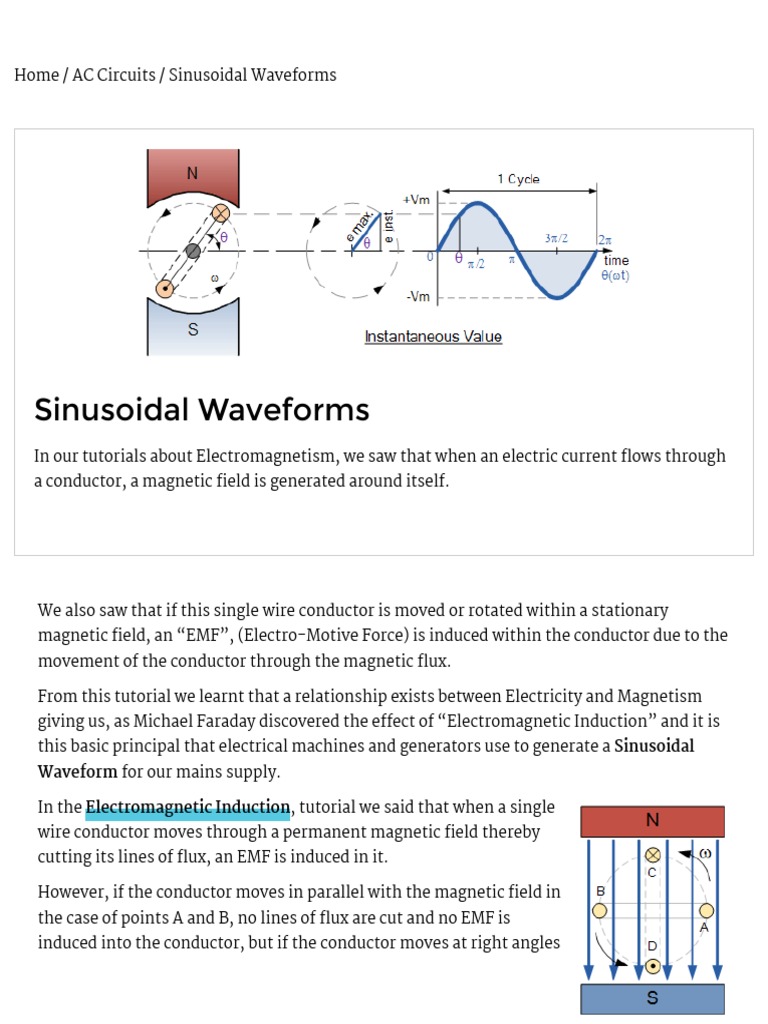 Sinusoidal Waveform or Sine Wave in An AC Circuit PDF | PDF ...