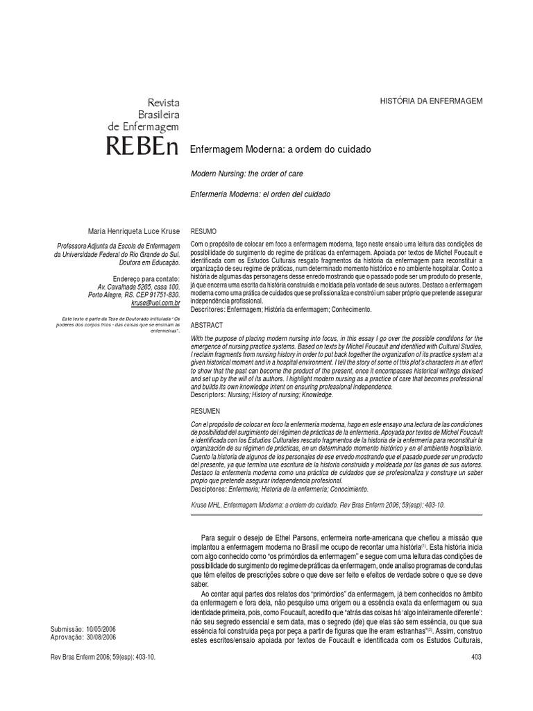 Enfermagem Moderna: História e Práticas | PDF | Florence Nightingale ...