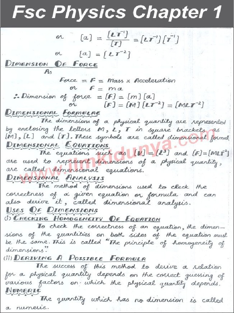 Physics 1st Year Chapter 1 Notes PDF | PDF