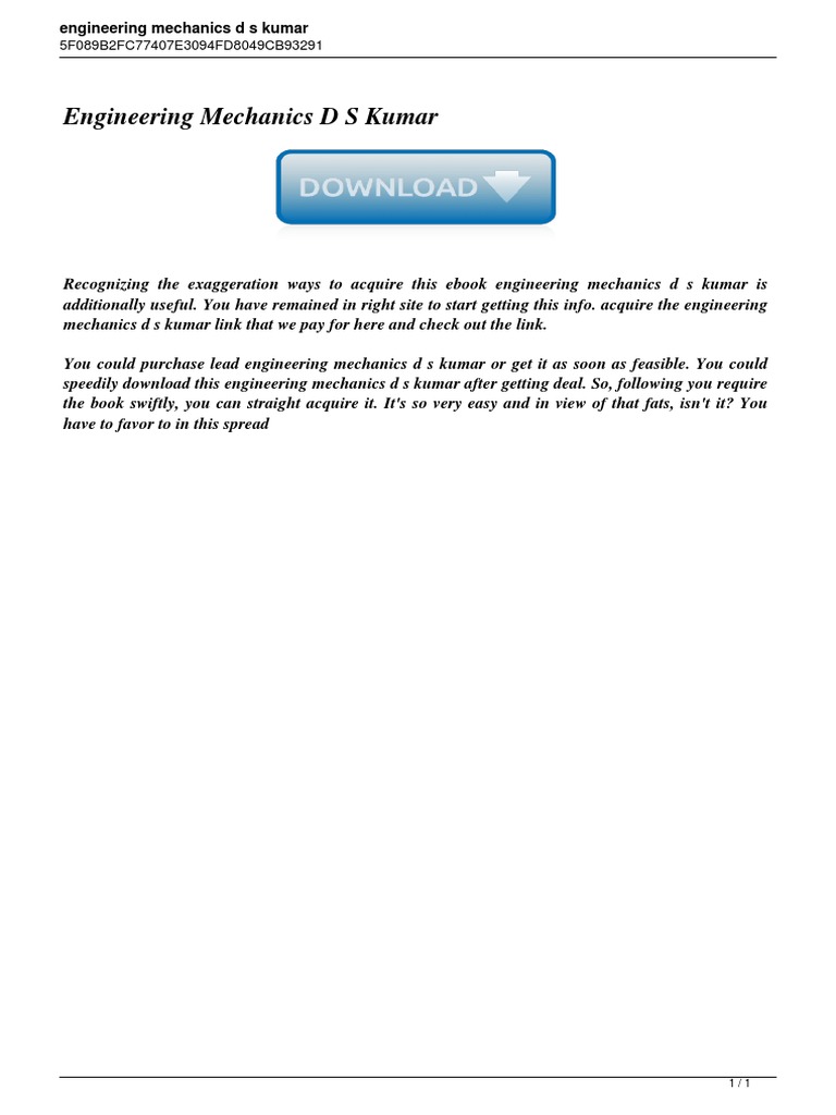 Engineering Mechanics D S Kumar PDF | PDF