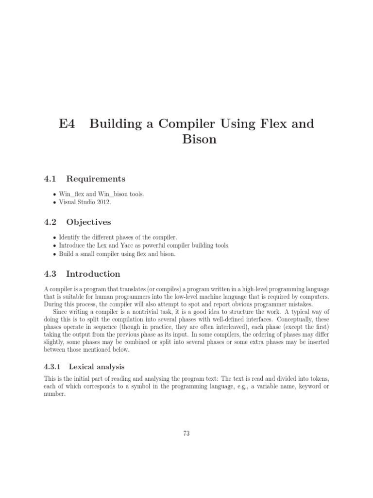 E4 - Flex and Bison | PDF | Compiler | Notation