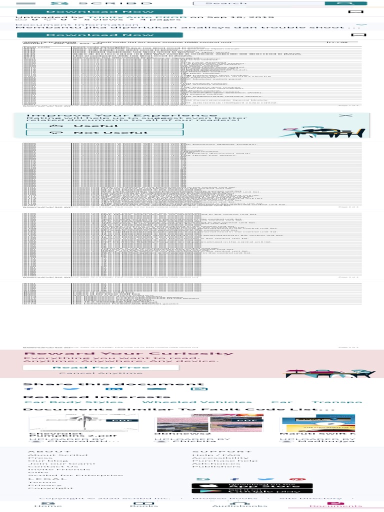 Fault Code List For Base Module (GM) Control Unit 2 Car Body Styles ...