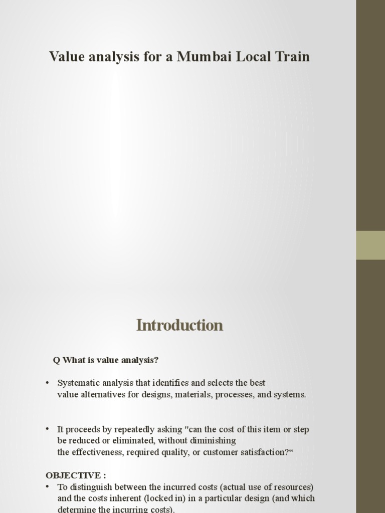 Value Analysis of Local Train | PDF | Rail Transport | Train