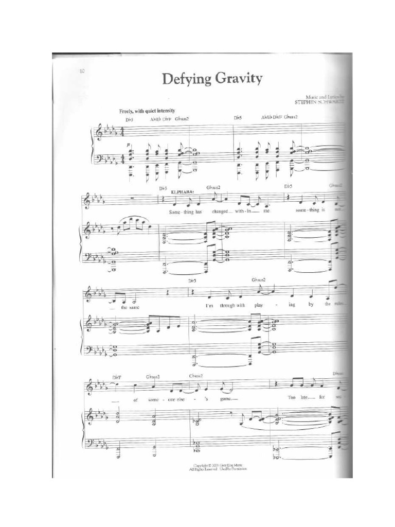 Wicked Defying Gravity Sheet Music PDF | PDF
