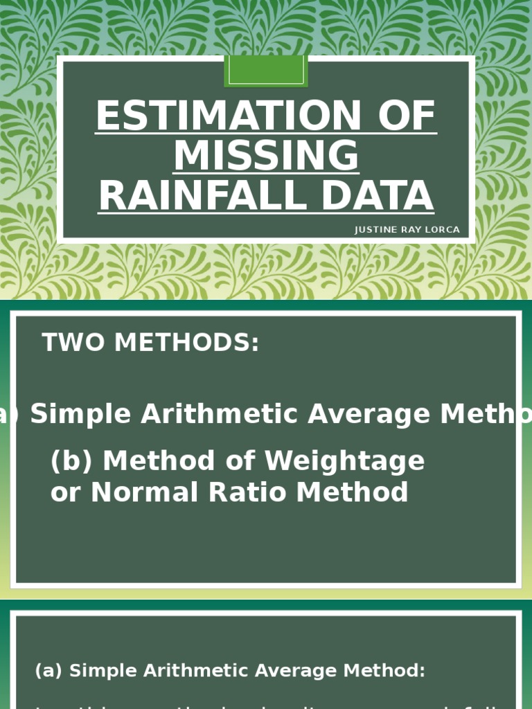 Estimation of Missing Rainfall Data - Conversion of Point To Aerial ...