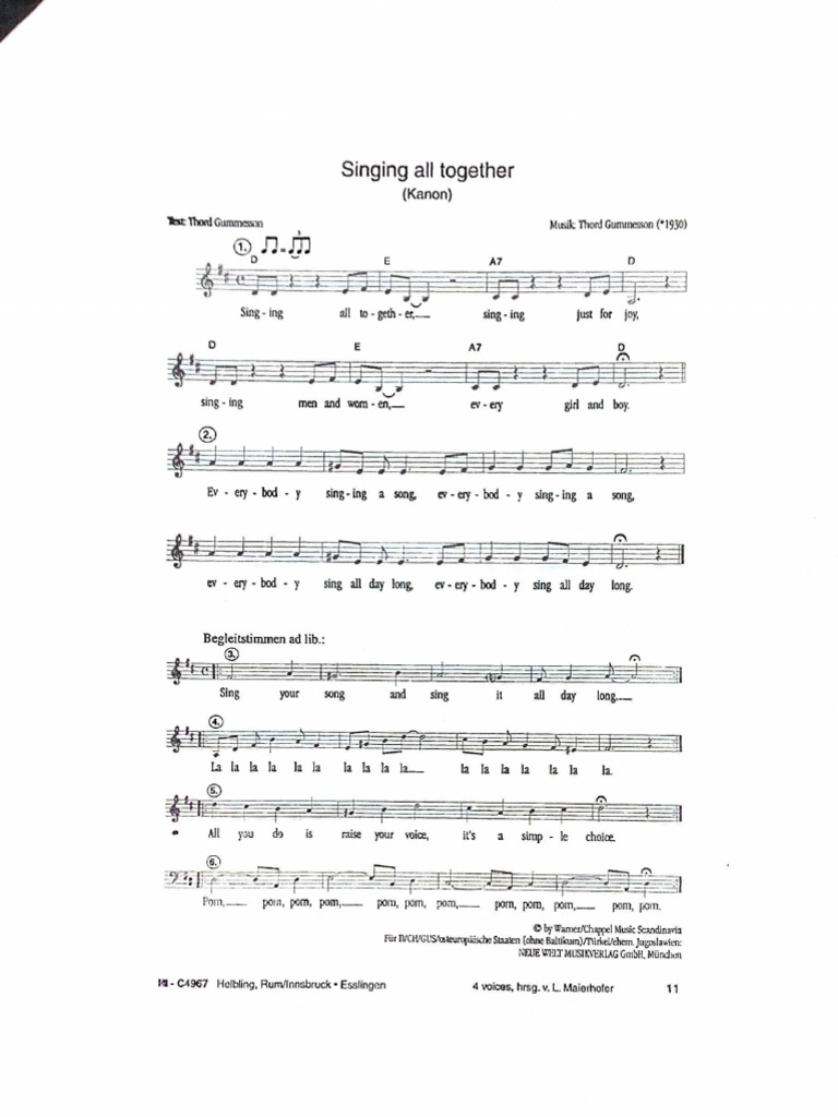 Singing All Together | PDF
