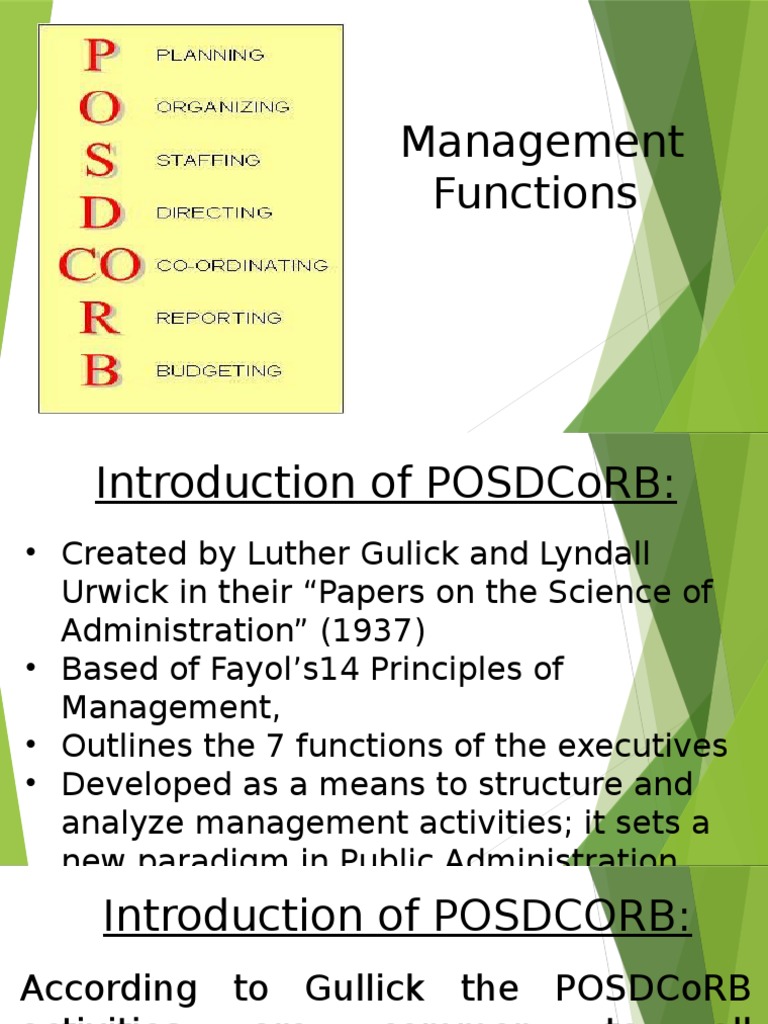 Management Process - POSDCORB | PDF | Cognition | Business