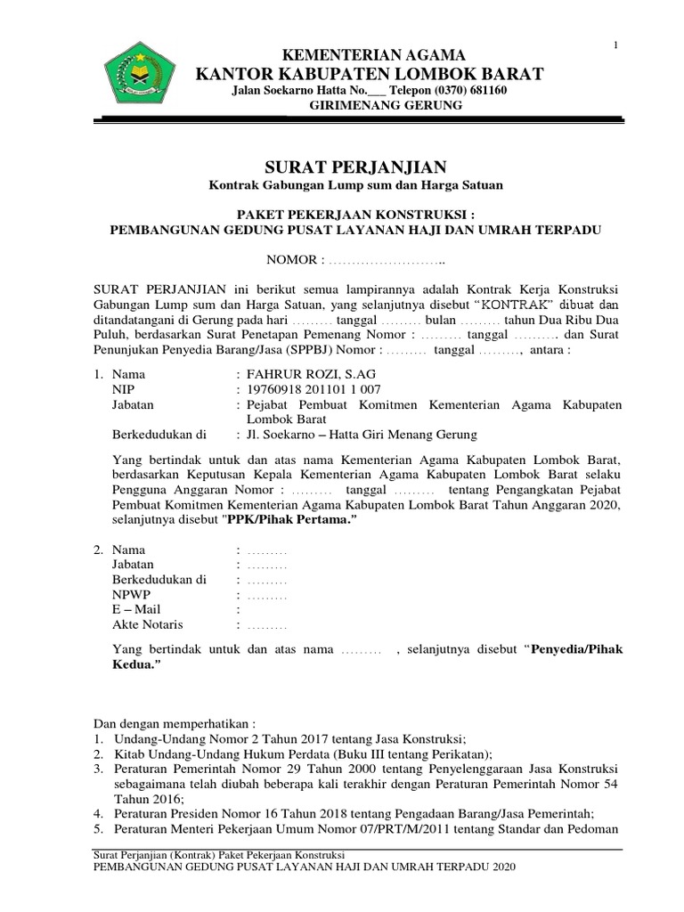 Draft SPK GEDUNG PELHUT 2020 | PDF