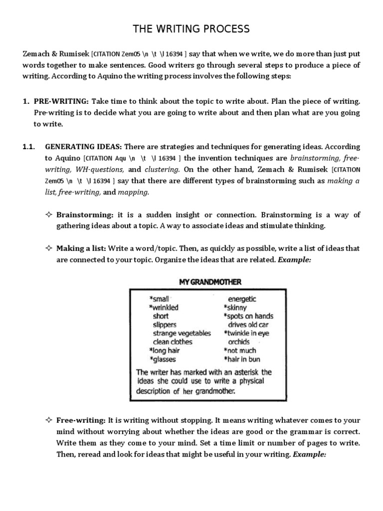 Steps in the Writing Process | PDF | Brainstorming | Question