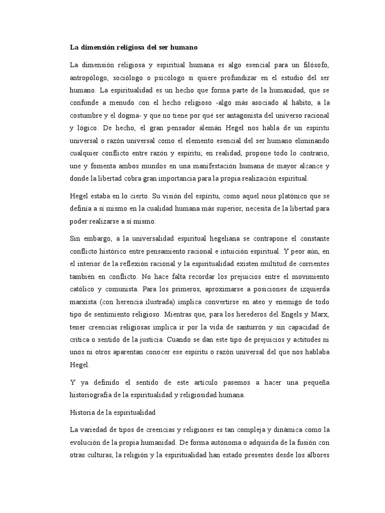 Dimensión religiosa y espiritual del ser humano | PDF | Esencia | Alma