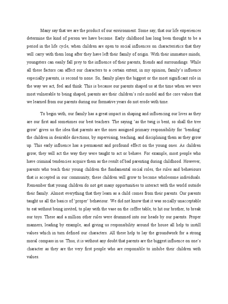 Sample Essay Muet 2020 | Download Free PDF | Value (Ethics) | Family