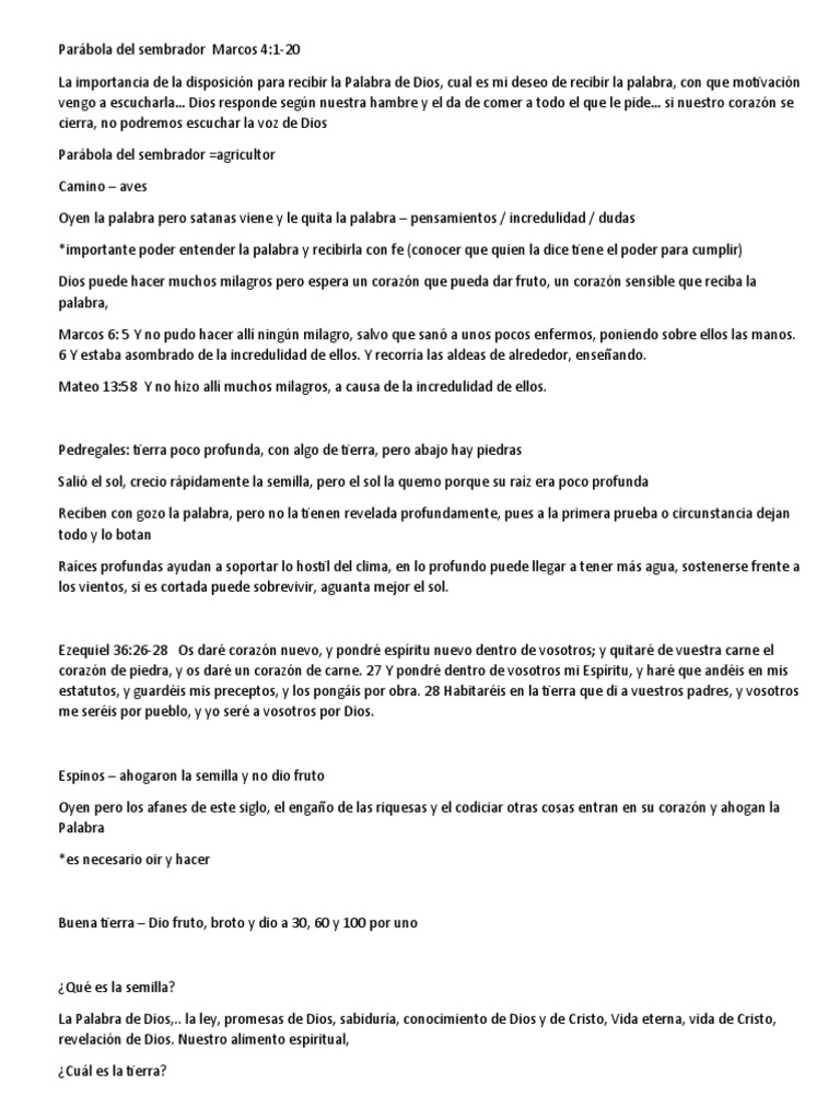 Parábola Del Sembrador Marcos 4 | PDF | Dios | Religión y creencia