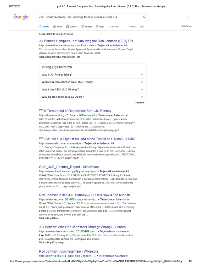 Surviving The Ron Johnson (CEO) Era | PDF | J. C. Penney | Retail Companies