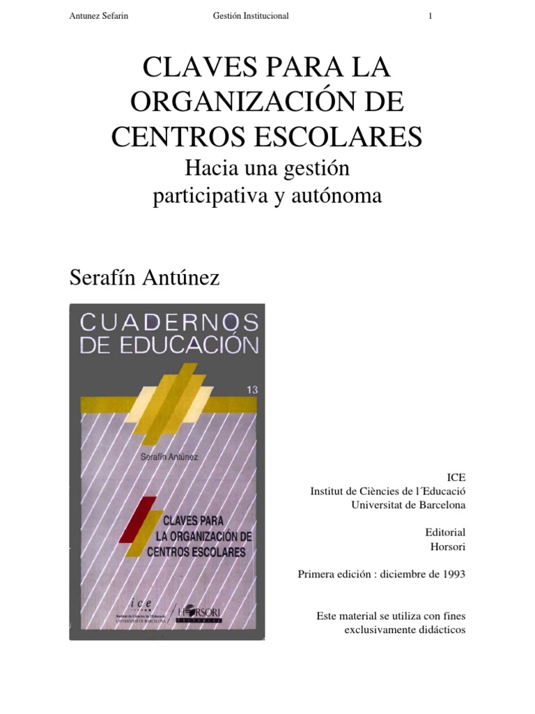 ANTUNEZ SEFARIN - Claves para La | PDF | Maestros | Plan de estudios