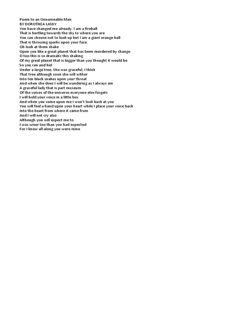 Poem To An Unnameable Man | PDF