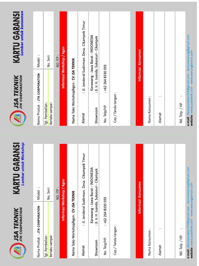 Kartu Garansi 1 | PDF