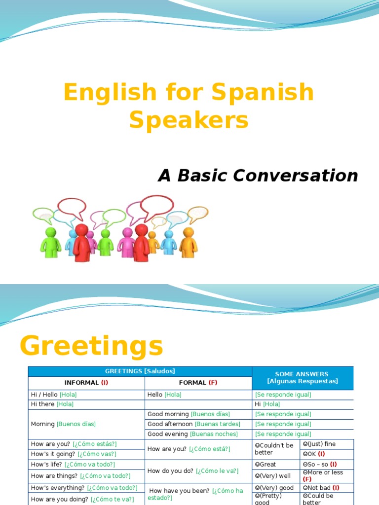 Basic English Conversations for Spanish Speakers | PDF | English As A ...