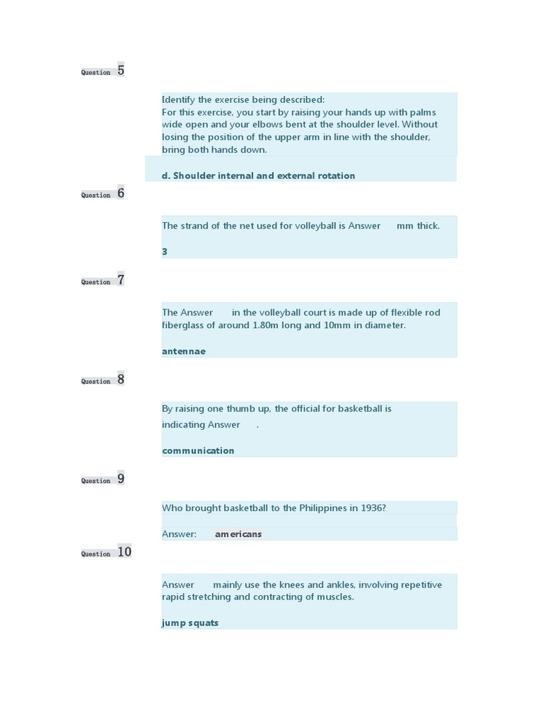Team Sports P.E Finals QUIZES AND EXAM | PDF | Limbs (Anatomy) | Sports