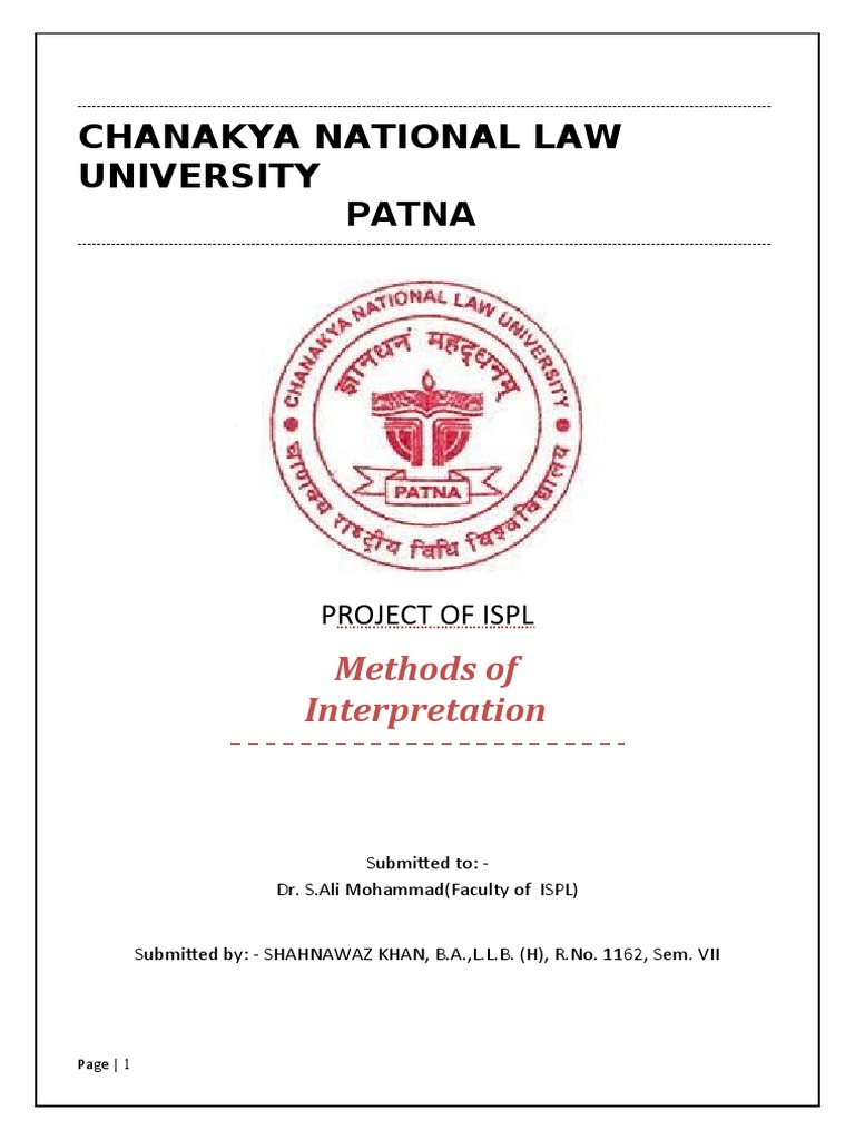 Methods of Interpretation: An Analysis of the Internal and External ...