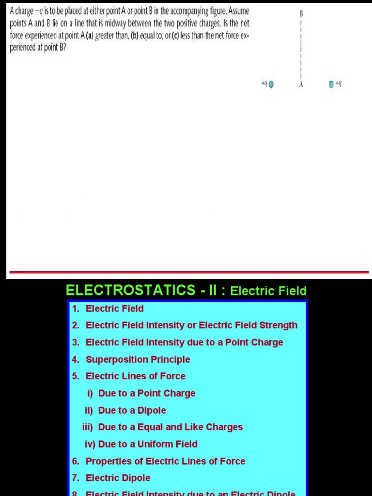 Electrostatics 2 | PDF | Electric Field | Electric Charge