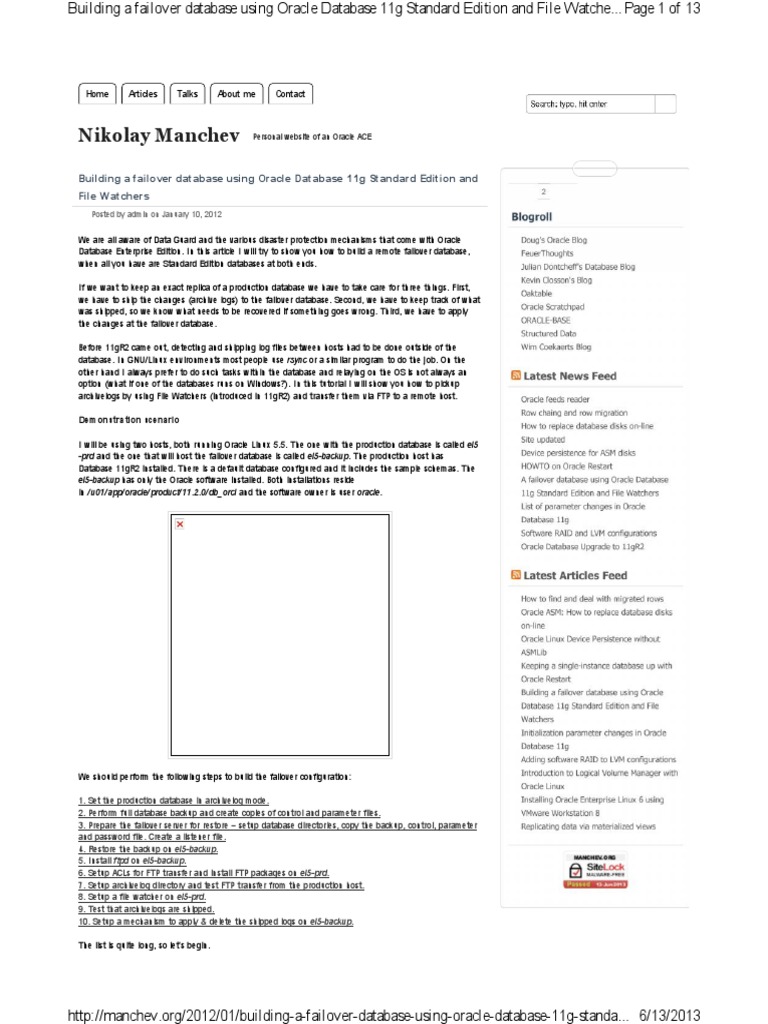 Building Failover With Oracle Standard Edition and File Watcher | PDF | Information Management ...