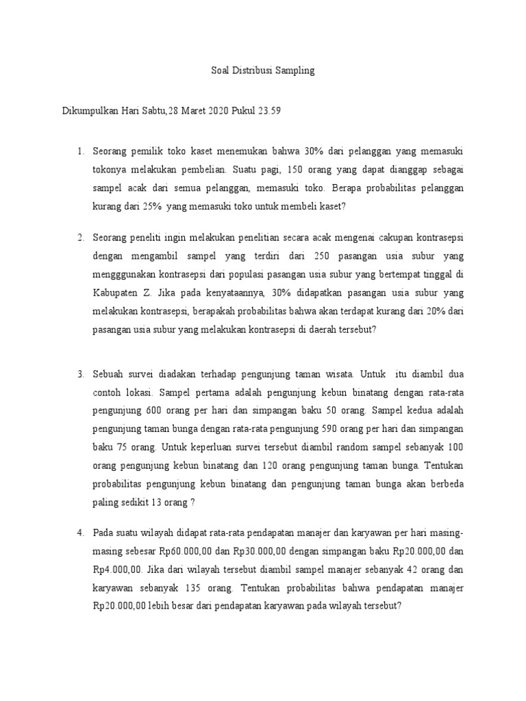Contoh Soal Distribusi Sampling | PDF