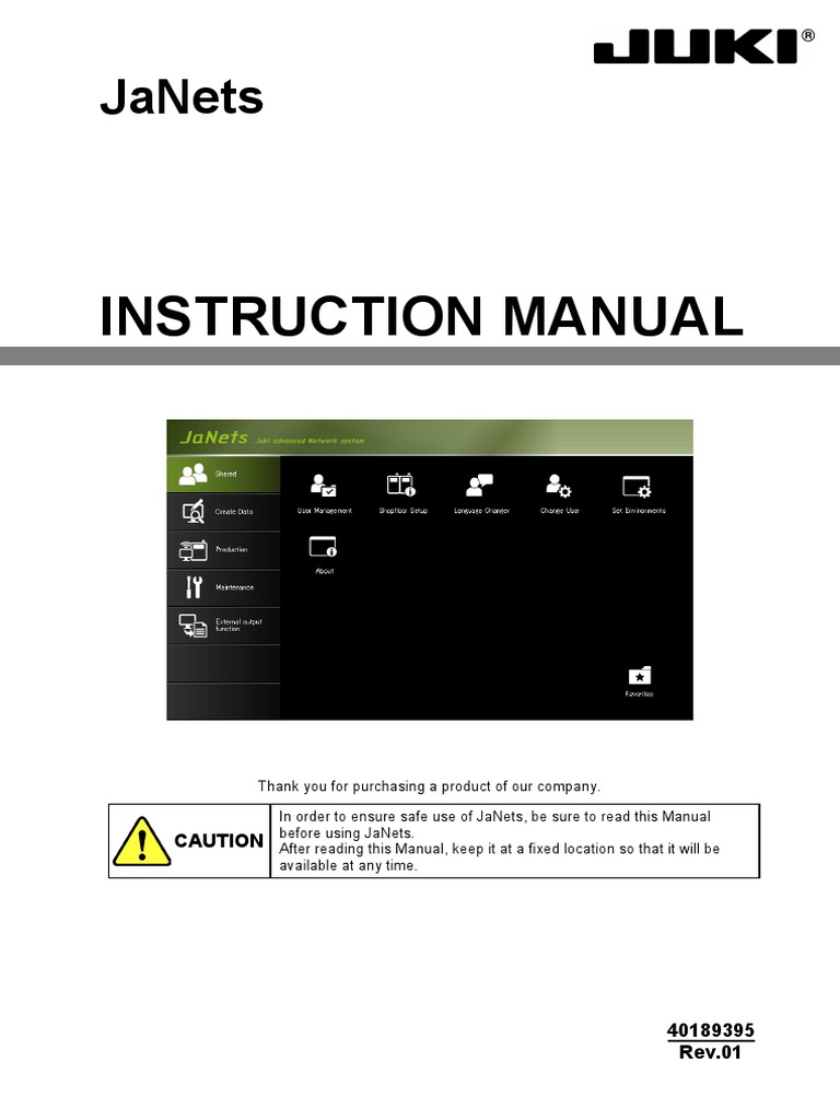 JaNets - Instruction Manual - Rev01 - E PDF | PDF | Menu (Computing) | Databases