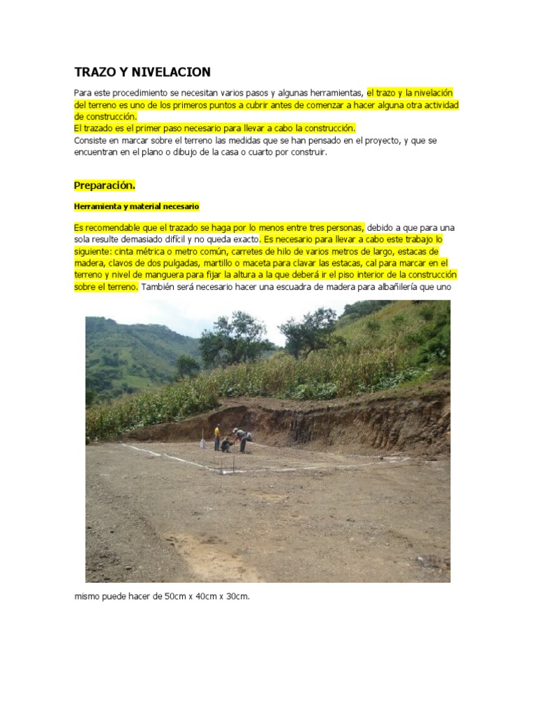 Trazado y nivelación: procedimientos para marcar las medidas y alturas de una construcción en el ...