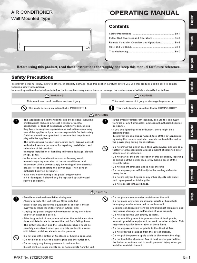Fujitsu Klima Uredjaj Zidni Inverter Asyg07llcc Aoyg07llcc Operation ...
