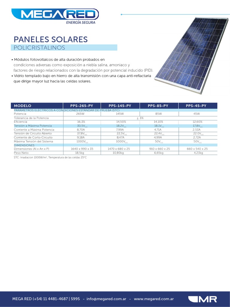 Ficha Técnica de Paneles Solares | PDF | Tecnología