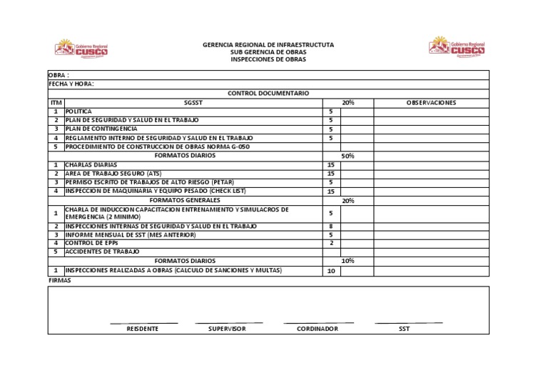 Formato de Inspeccion | PDF