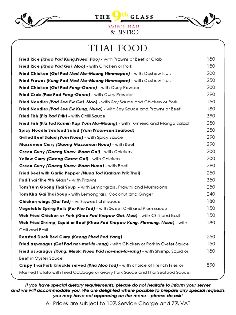 Menu Thai Food Restaurant PDF | Download Free PDF | Thai Cuisine | Curry