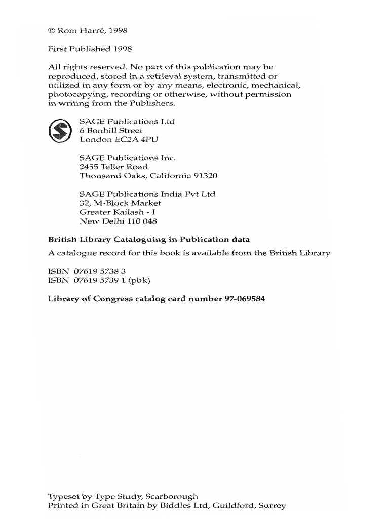 1998 - Rom Harré The Singular Self An Introduction To The Psychology of ...