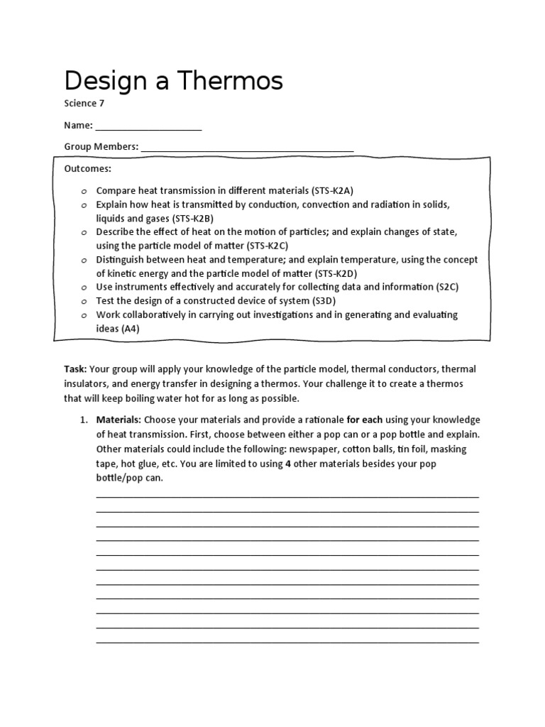 Design A Thermos | PDF | Heat Transfer | Heat