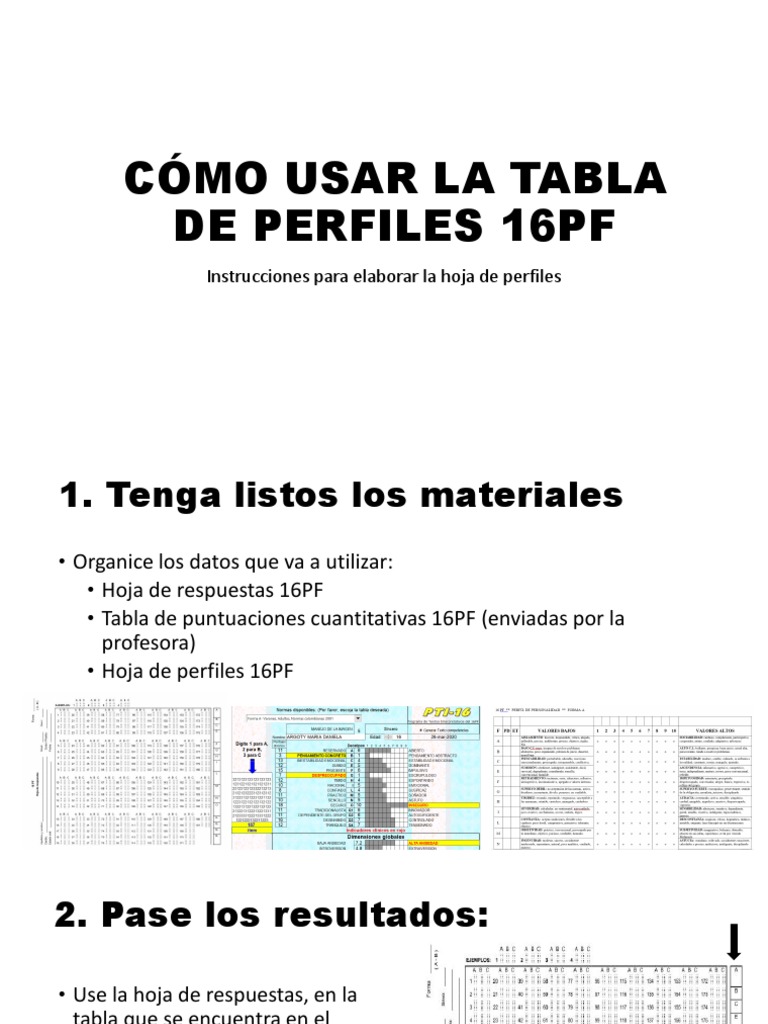 Cómo Usar La Tabla de Perfiles 16PF | PDF