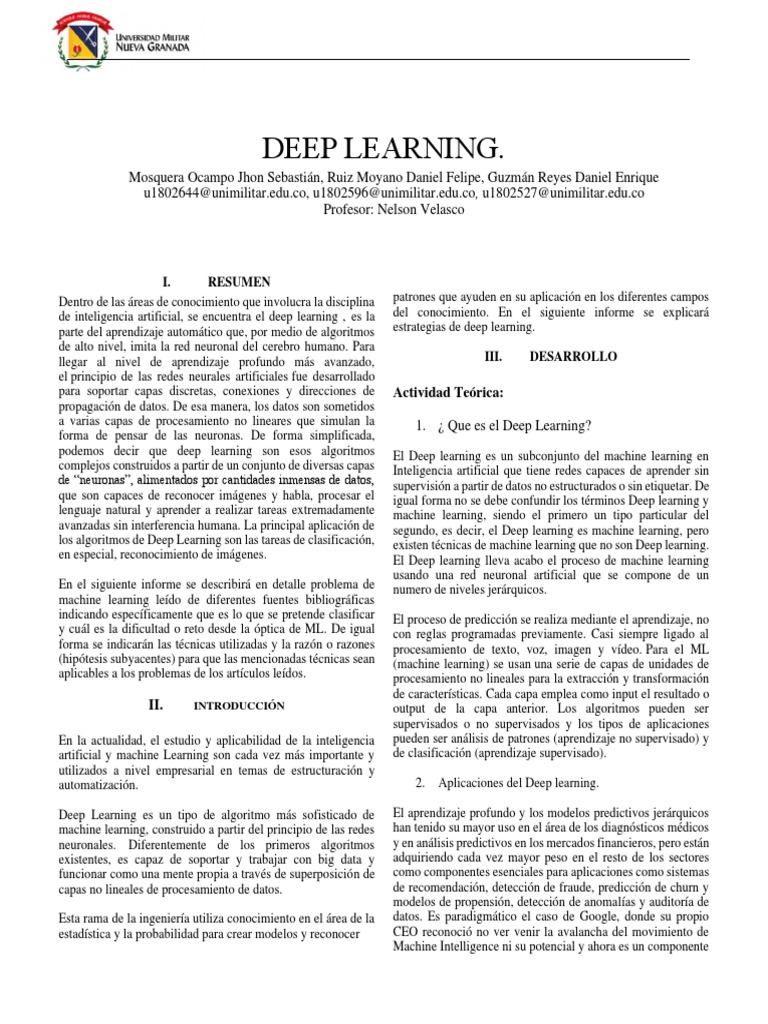 Deep Learning | PDF | Aprendizaje automático | Aprendizaje profundo