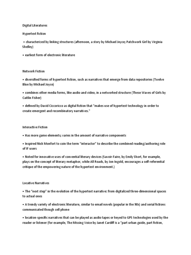 Digital Literatures | PDF | Narrative | Hypertext
