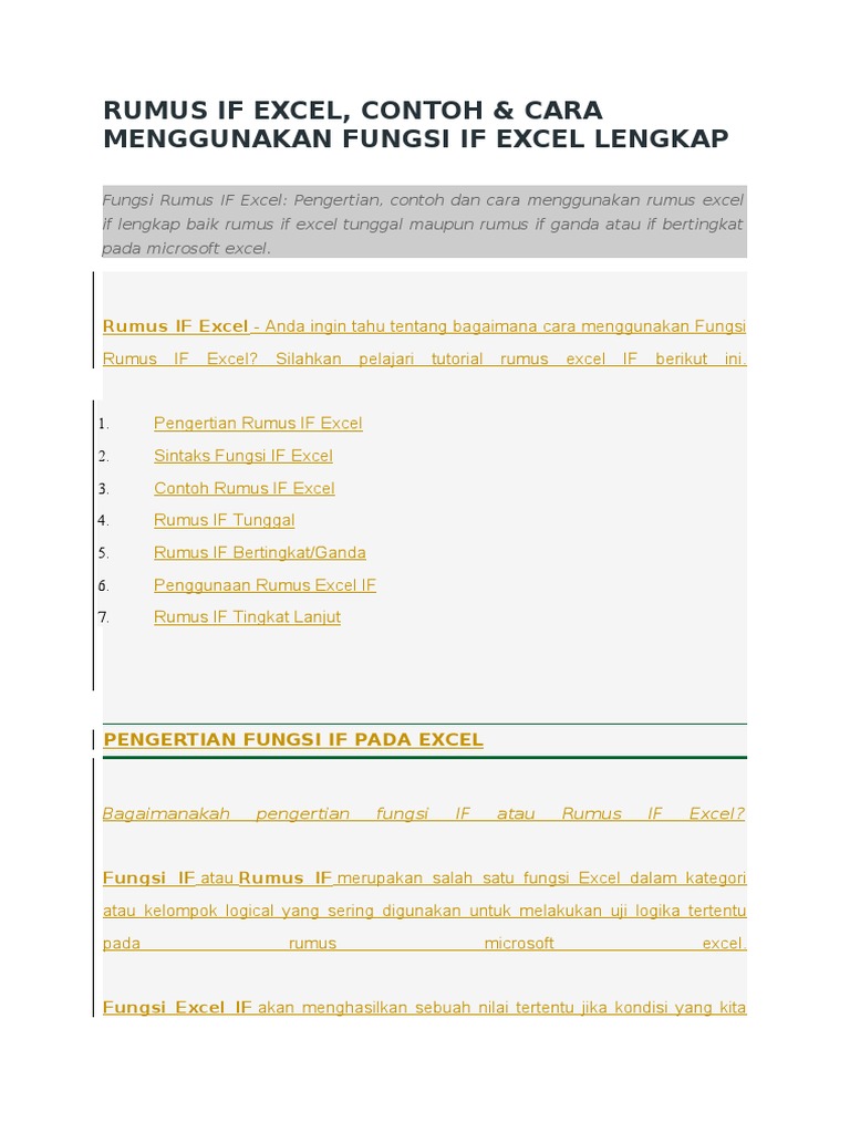 Rumus If Excel | PDF