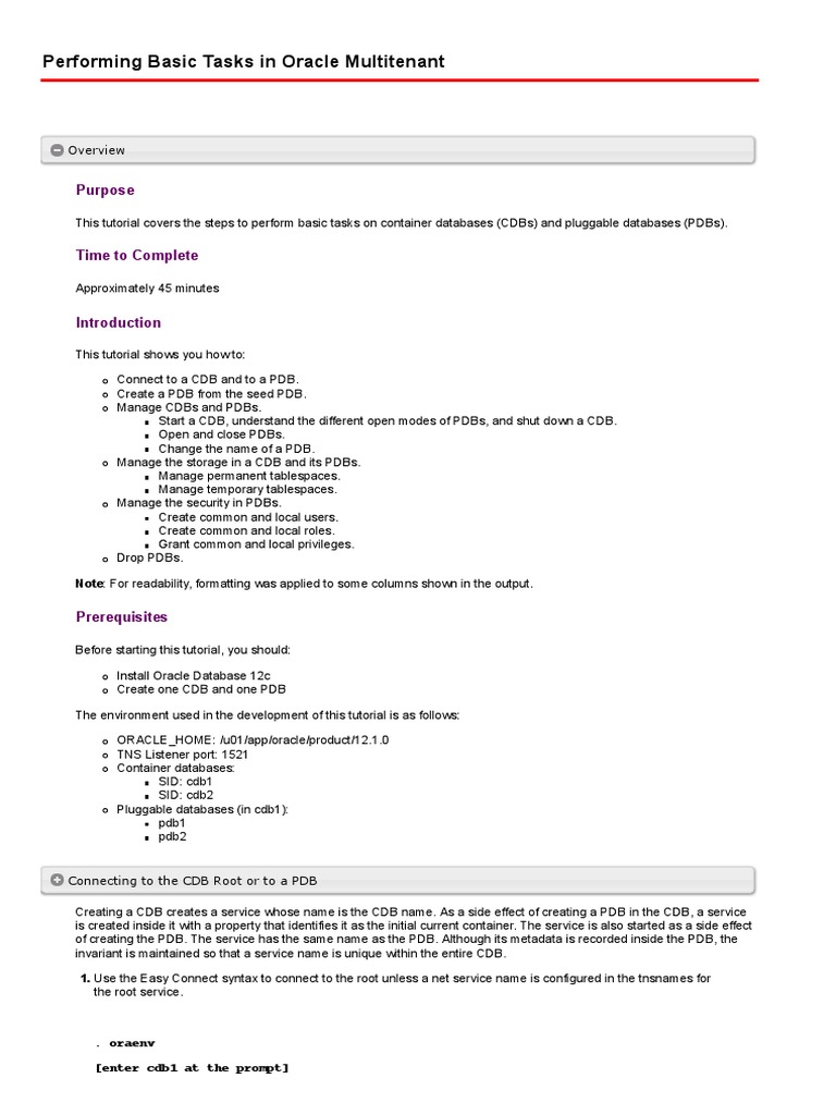 Managing Users, Security, Storage, and Database Operations in Oracle Multitenant Environments ...