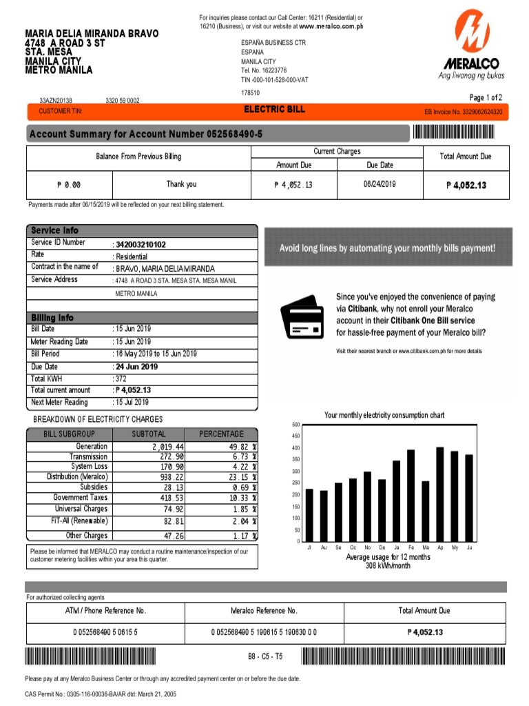 Meralco | PDF | Kilowatt Hour | Interest
