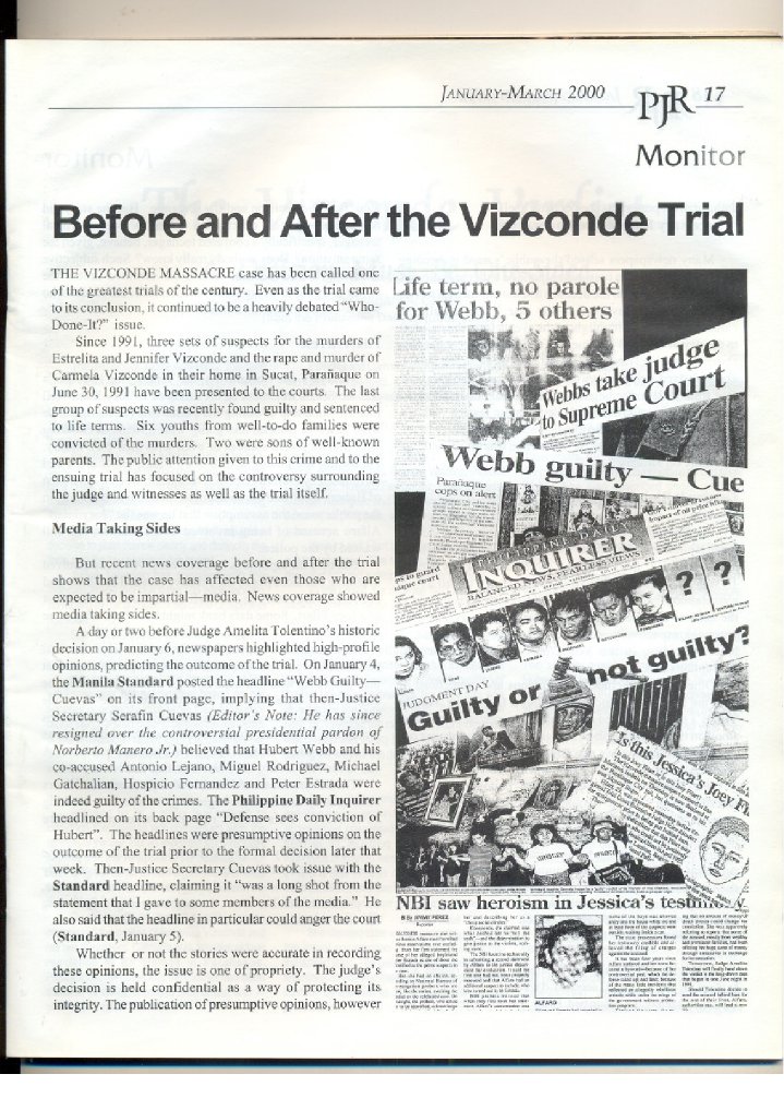 PJR Jan-Mar 2000 Vizconde Massacre Case Monitor | PDF