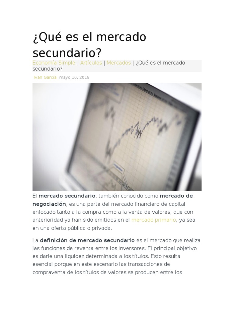 Qué Es El Mercado Secundario | PDF | Mercado secundario | Bolsa