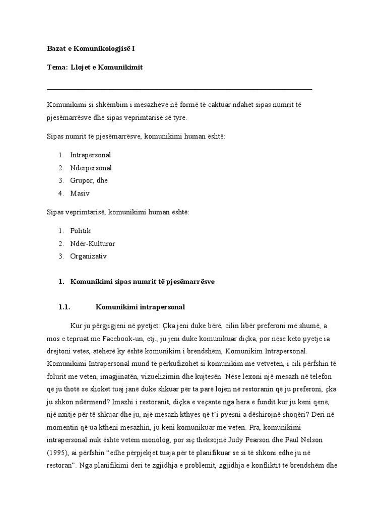 Ligjerata 6, Llojet e Komunikimit | PDF