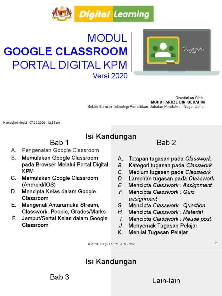 Modul Google Classroom Versi 2020a | PDF