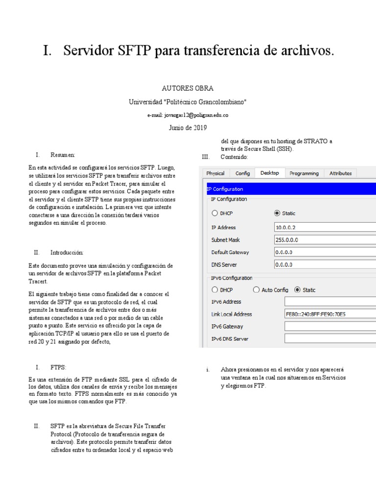 Proyecto Servidor SFTP para Transferencia de Archivos | PDF | Protocolo ...