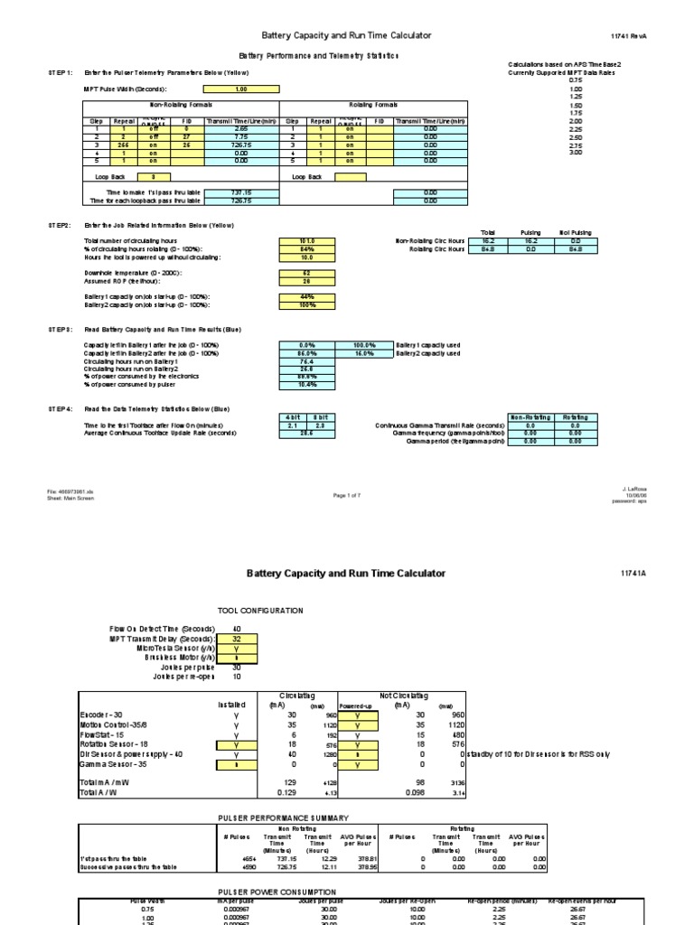 Battery Run Time Calculation Tool | PDF | Electromagnetism | Electronics