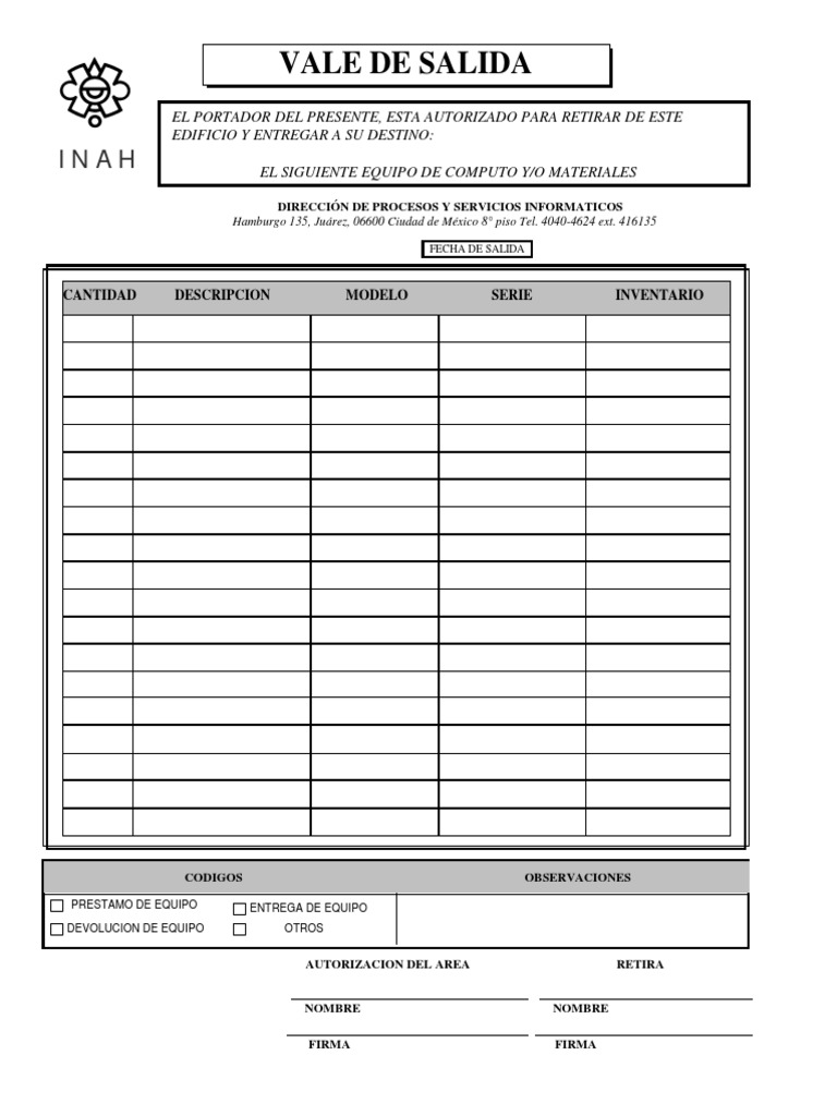Vale De Salida Pdf