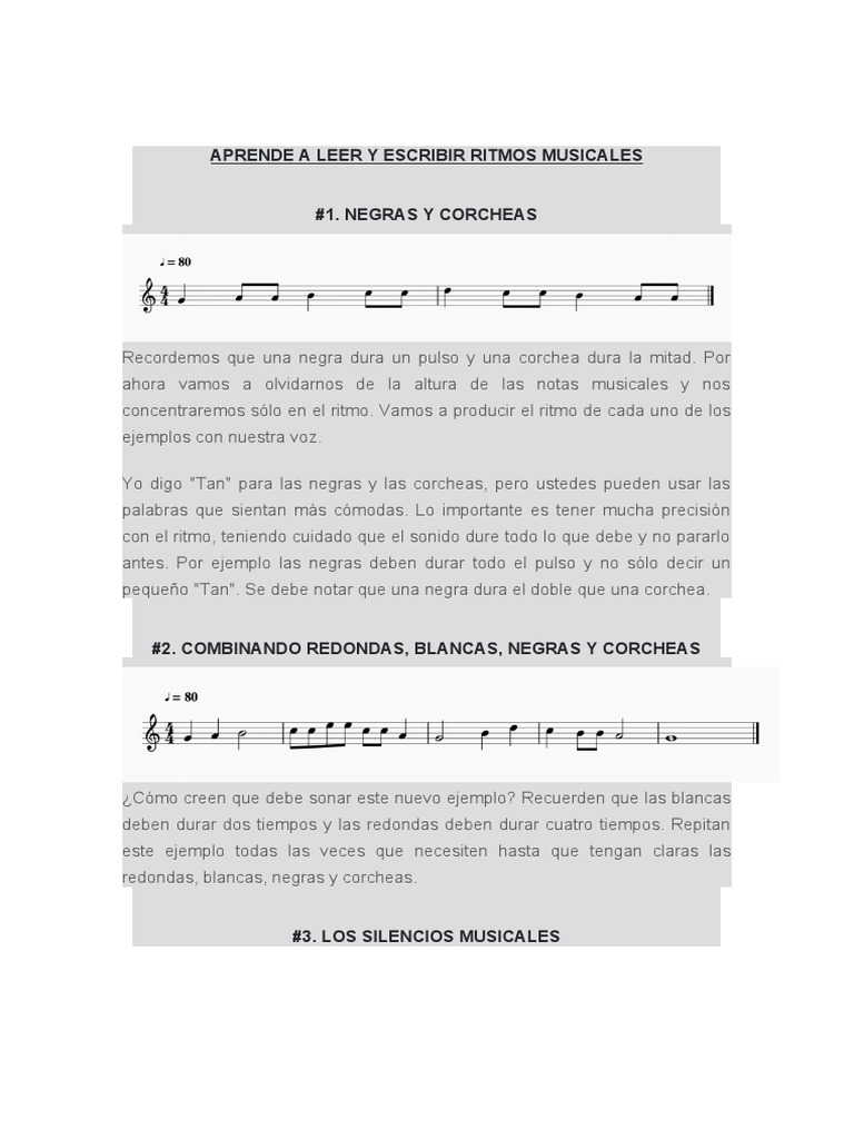 Aprende A Leer y Escribir Ritmos Musicales | PDF | Ritmo | Tempo