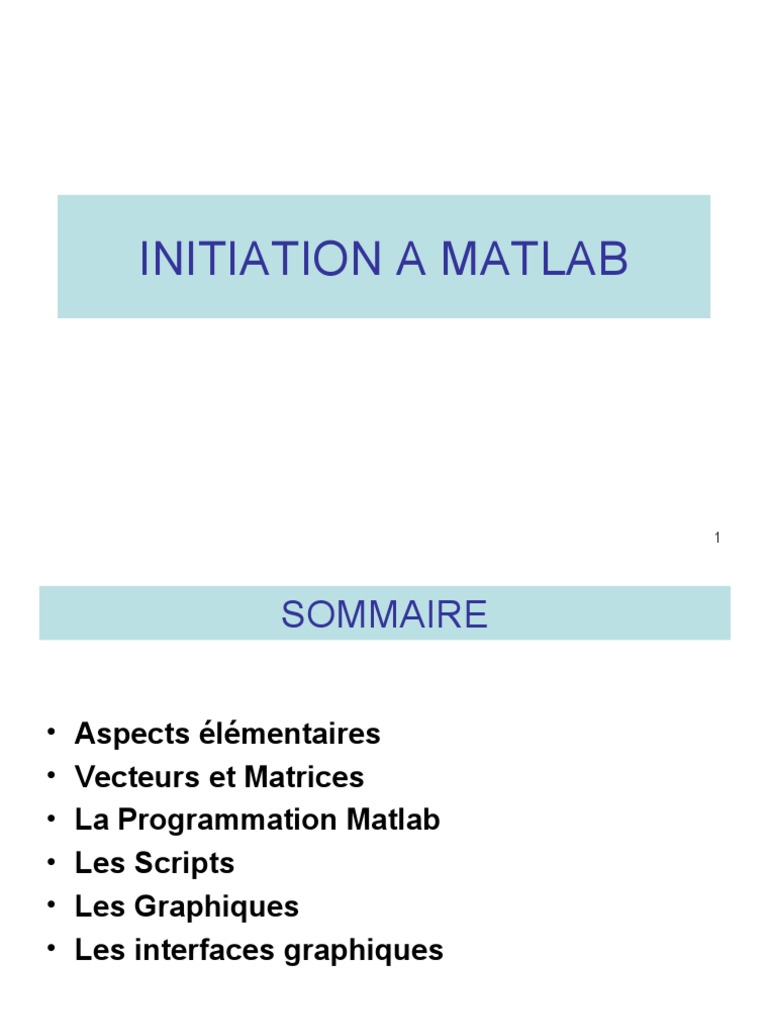 INITIATION A MATLAB - Etudiants | PDF | Polynôme | Matrice (Mathématiques)