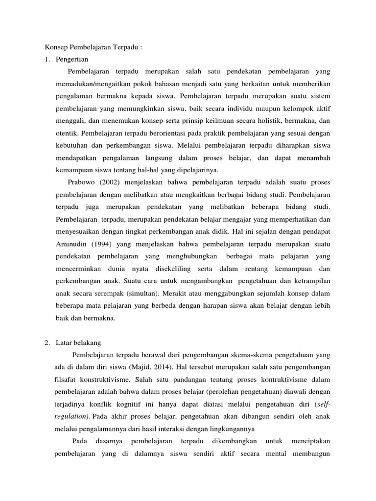 Konsep Pembelajaran Terpadu | PDF | Karier & Perkembangan | Kesehatan Holistik